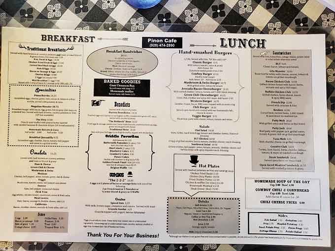 This menu holds the roadmap to breakfast bliss, featuring everything from traditional favorites to those legendary oversized treats.