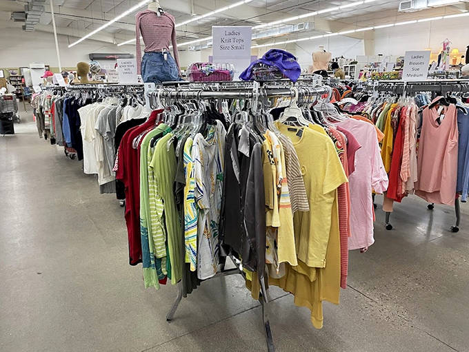 The clothing section offers everything from yesterday's fashion mistakes to tomorrow's vintage treasures, all waiting for their second act.