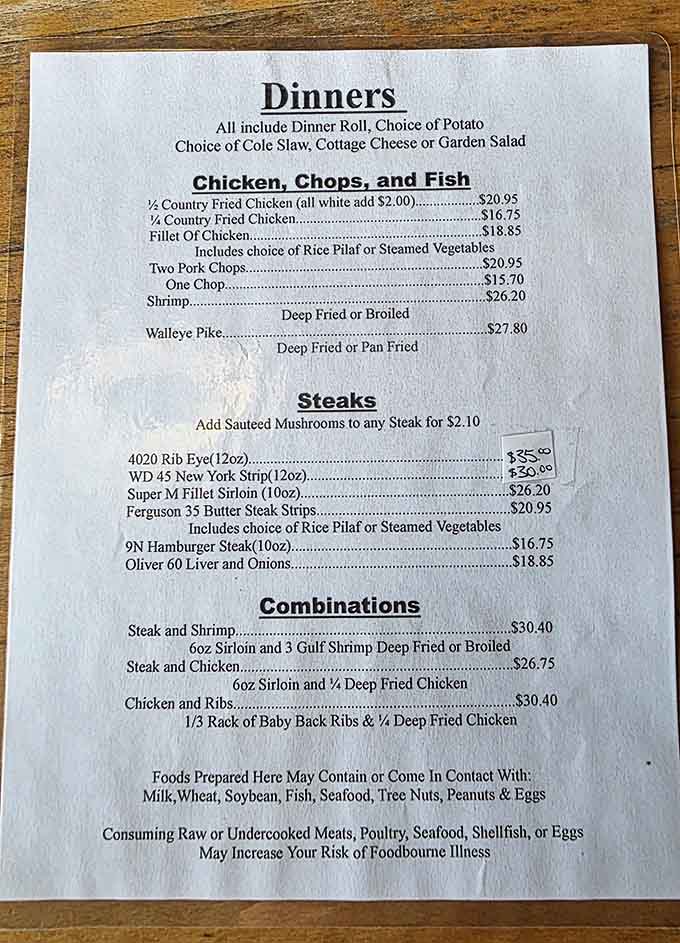 The menu reads like a love letter to Midwestern comfort food, from country fried chicken to walleye pike prepared your way.