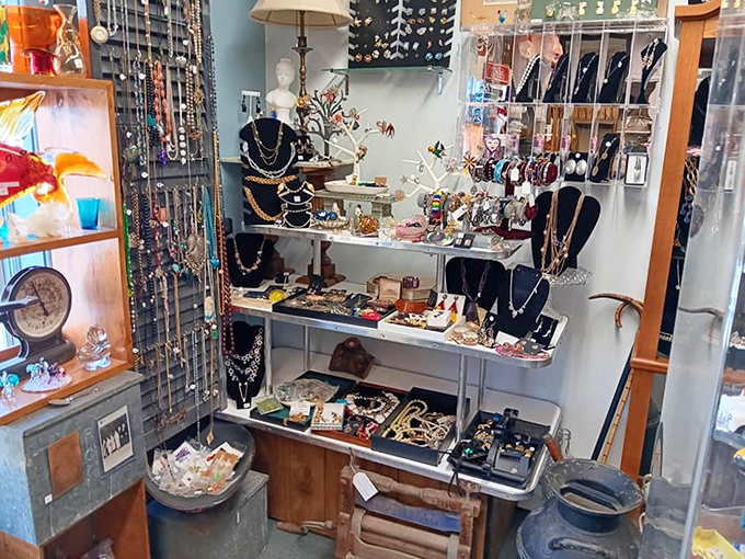 Accessories: Vintage jewelry awaits new wrists and necks. These baubles have seen more dinner parties and first dates than most relationship counselors.