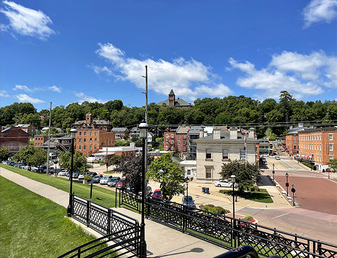 The view from Grant Park offers a postcard-perfect panorama of Galena nestled in its valley, like a miniature San Francisco without the fog.
