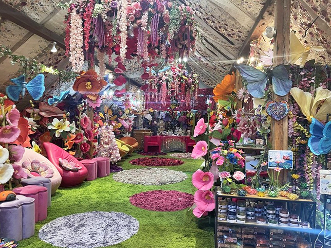 Step inside this floral wonderland where every inch of ceiling blooms with handcrafted petals &ndash; nature reimagined in perpetual bloom.