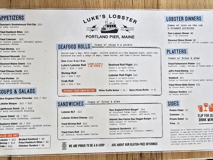 Decision paralysis never tasted so good! Luke's menu showcases the ocean's finest treasures with their famous lobster rolls leading the charge.