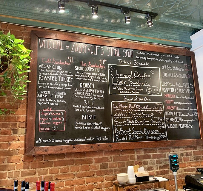 The chalkboard menu showcases local ingredients and daily specials, with that crucial "sourced within 50 miles" note that Vermont foodies appreciate.