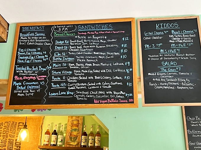 The chalkboard menu reads like a road trip through Vermont, with sandwiches named after local routes and landmarks. Decision paralysis never tasted so good.