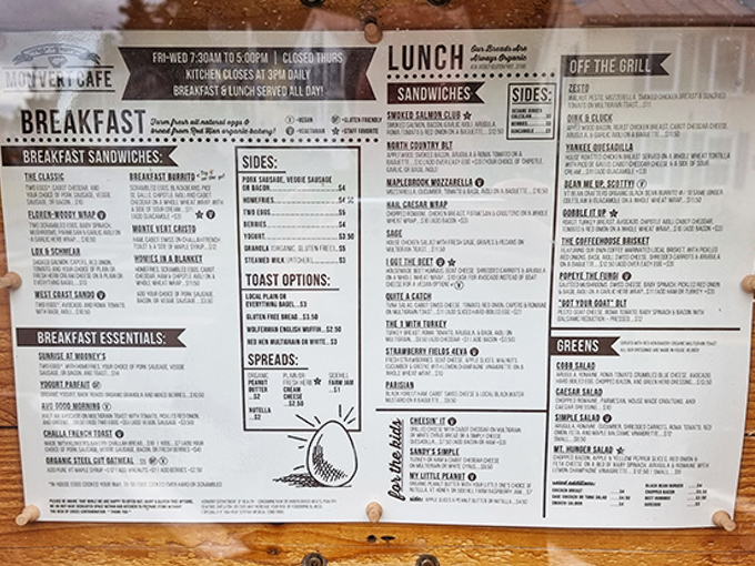 Decision paralysis has never been so delicious &ndash; Mon Vert's menu board showcases breakfast and lunch options that make choosing just one nearly impossible.