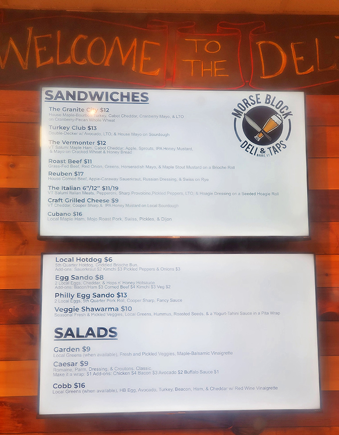 The menu board reads like a love letter to local ingredients, each sandwich telling a different story of Vermont's agricultural bounty.