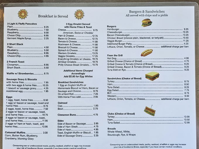 The menu reads like a love letter to breakfast classics. Each item promises a different path to morning bliss.