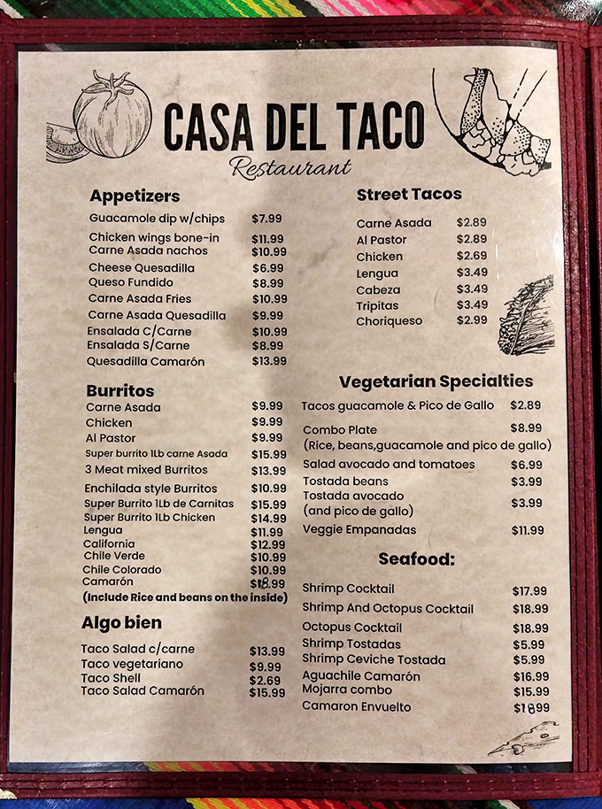 The menu reads like a love letter to Mexican cuisine &ndash; from street tacos to seafood specialties, each dish tells its own delicious story.