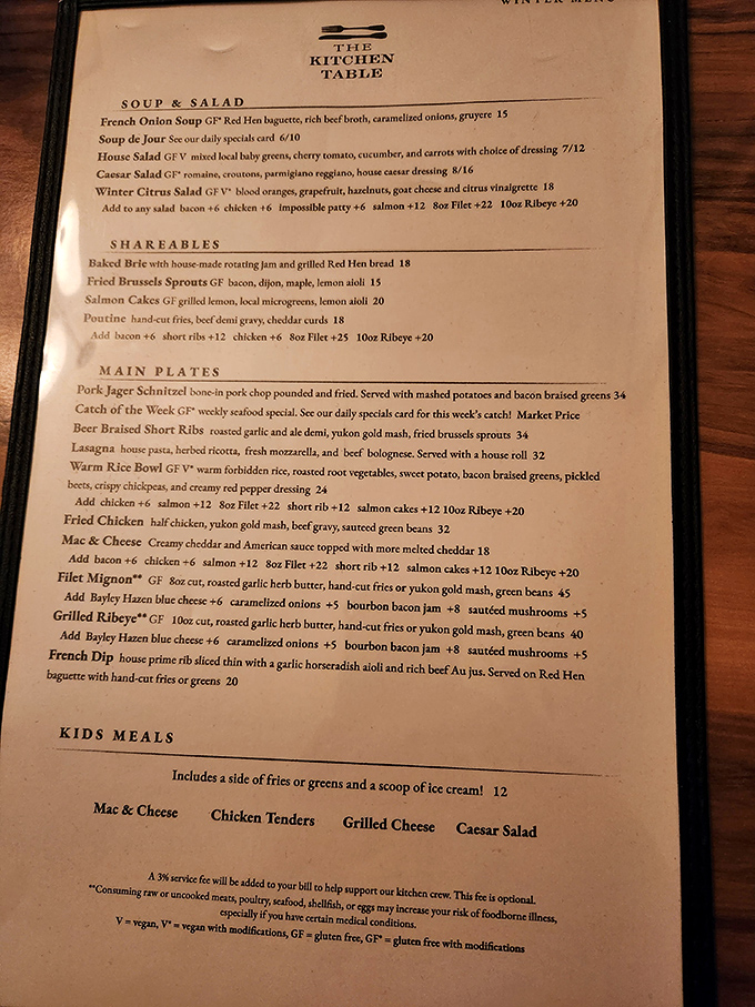 The winter menu showcases Vermont's seasonal bounty, from French Onion Soup to that legendary Pork Jager Schnitzel.