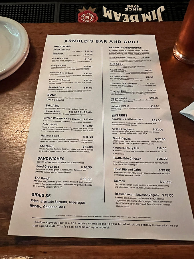 Arnold's menu reads like a love letter to comfort food, with burgers taking center stage alongside unexpected gems like Greek Spaghetti and Truffle Herb Chicken.