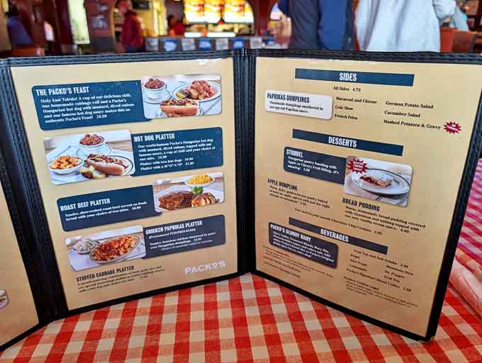 This vintage menu board is a historical document of American appetite &ndash; simple food at honest prices, with a waitress illustration that screams mid-century charm.