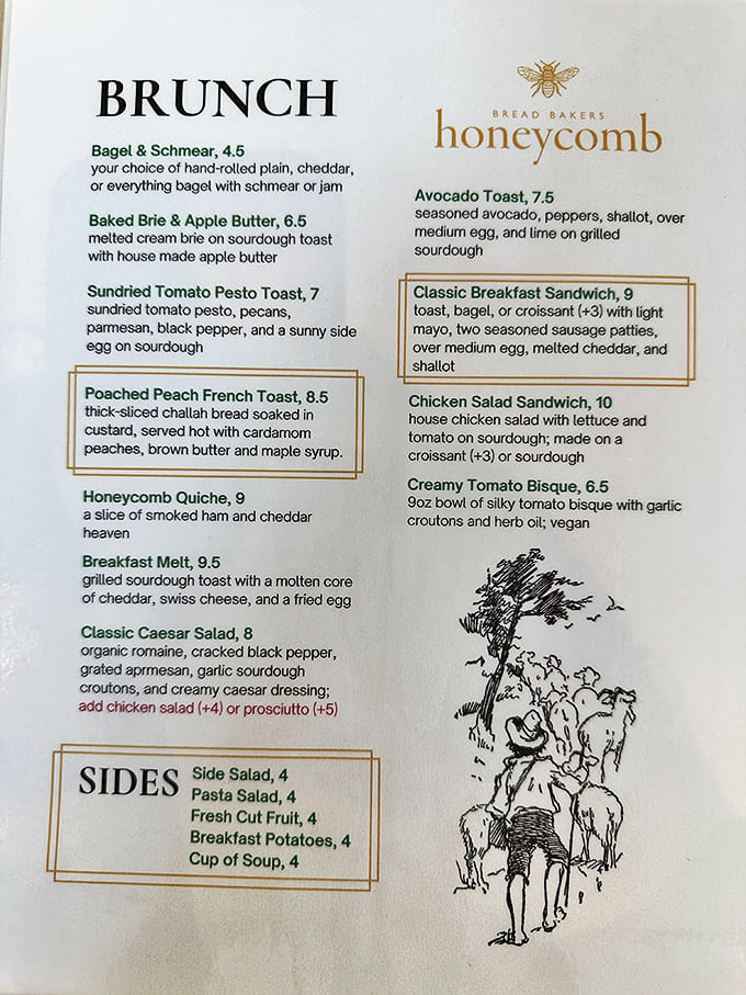 This menu isn't just a list of food&mdash;it's a roadmap to happiness. The Poached Peach French Toast alone is worth canceling your other plans for the day.