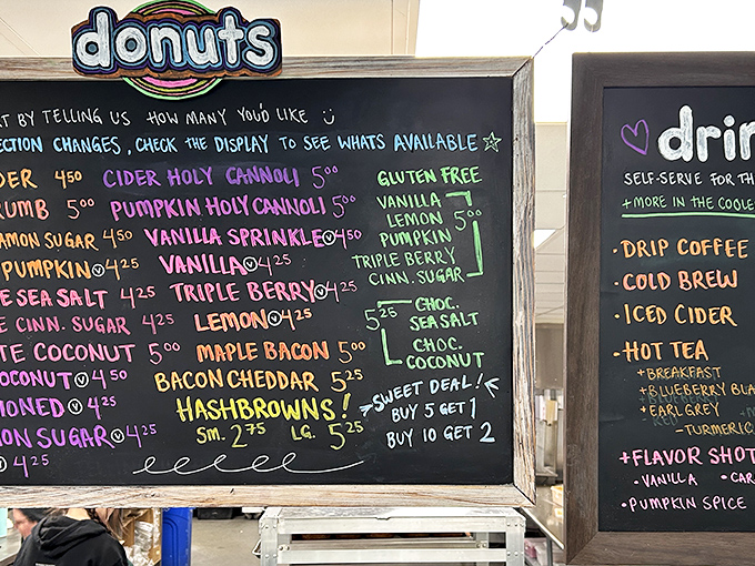 When your menu board looks like a rainbow exploded in the best possible way, you know you're in for some serious decision-making and possibly some regret about not ordering more.