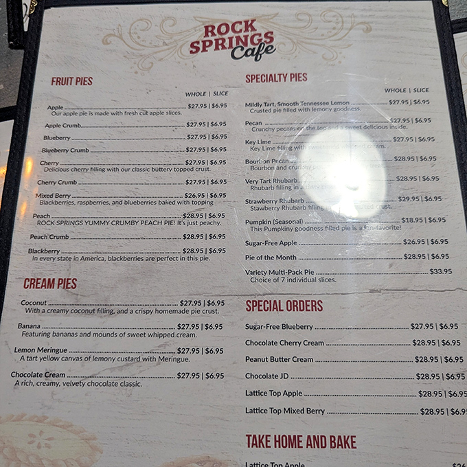 The legendary pie menu that's launched a thousand road trips &ndash; each option more tempting than the last.