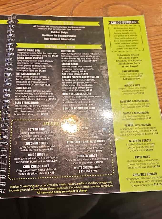 This extensive menu offers everything from breakfast classics to dinner specialties, with enough variety to satisfy any craving you might have.