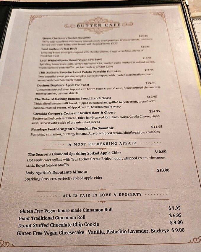 Menu: Reading this menu is like discovering breakfast royalty &ndash; each dish more tempting than the last, with names fit for the Bridgerton set.