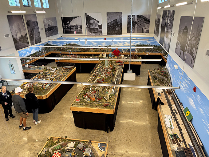 The museum's impressive model railway display offers a bird's-eye view of intricate miniature landscapes where tiny trolleys traverse historically accurate cityscapes.