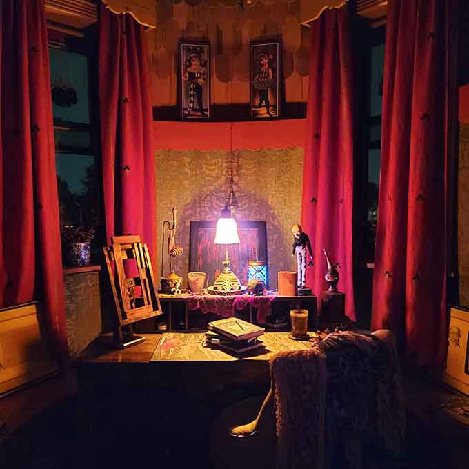 Even the study spaces drip with theatrical flair, because apparently Victorians believed desks should make dramatic statements too.