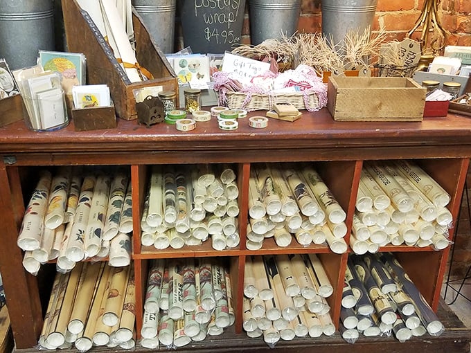 Rolled posters and prints await new homes, each one a window into artistic styles and cultural moments from decades past.