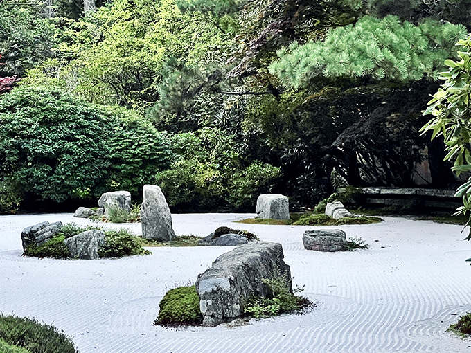 Zen and the art of garden maintenance: Asticou's sand garden offers a meditation in white granite, where each carefully placed stone tells a story.