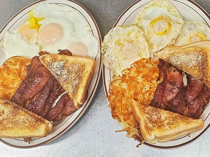 Breakfast nirvana: perfectly crispy hash browns, eggs just how you like them, and bacon that strikes the ideal balance between chewy and crisp.