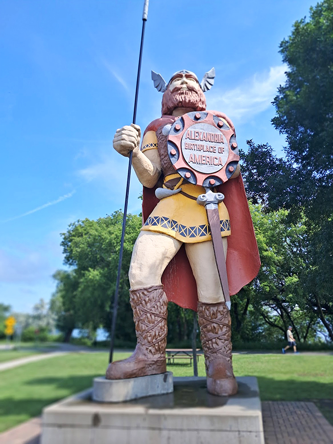 Horns up for Big Ole! This Norse force is rocking his Viking chic like it's New York Fashion Week.