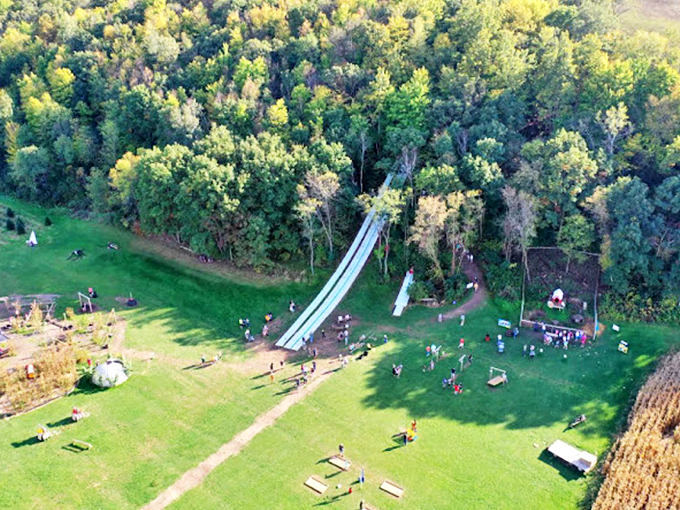 Who needs roller coasters when you've got gravity and a hillside? This mega-slide is pure, unadulterated fun!