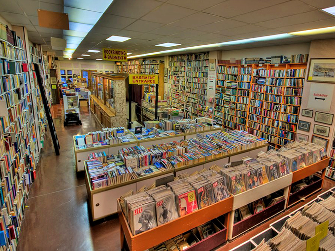 Wooden shelves stretch to the ceiling, creating a cathedral of knowledge. Bring your reading glasses and adventurous spirit!
