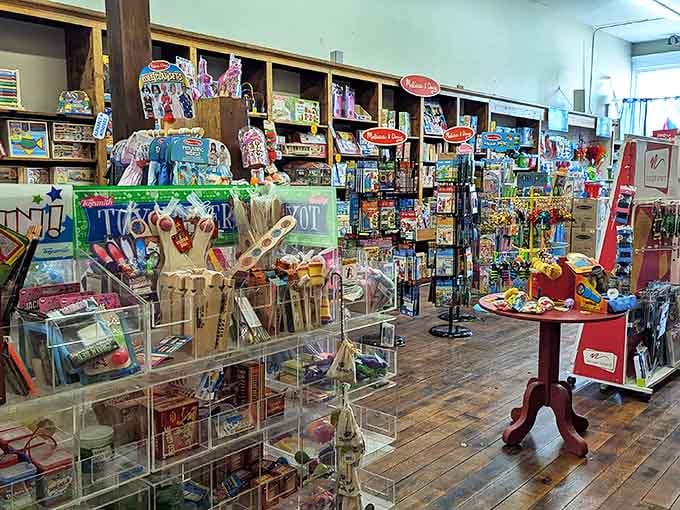 A wonderland of vintage playthings where board games, wooden toys, and colorful curiosities awaken the child in every visitor.