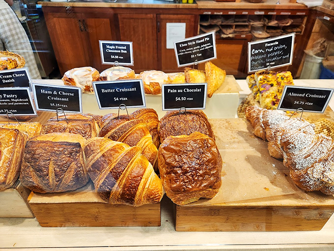 A treasure trove of artisan pastries awaits, each one a buttery testament to the baker's craft and patience.