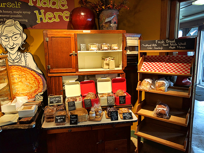 A bakery display that would make grandmothers jealous &ndash; homemade treats arranged with the kind of care that says "resistance is futile, just buy two of everything."