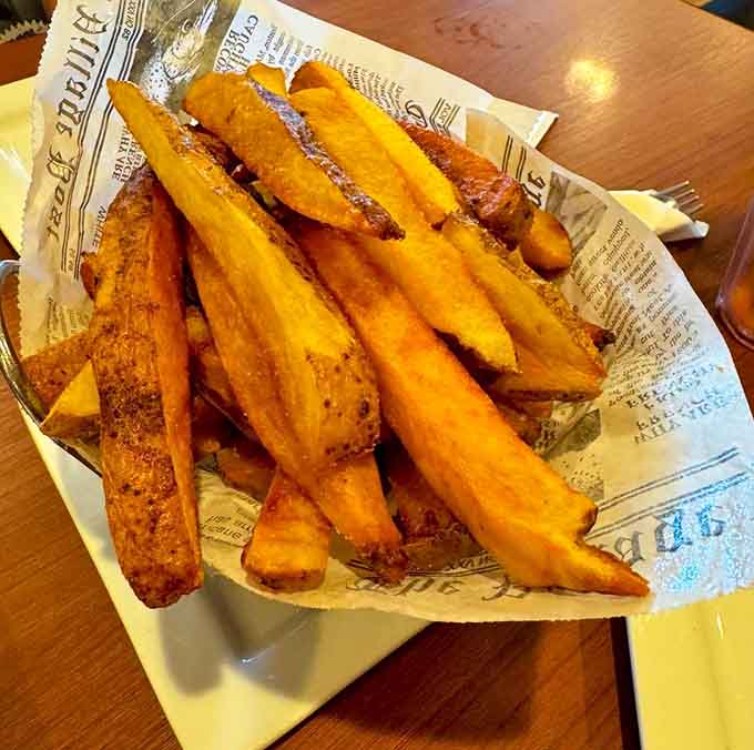 Behold the golden perfection: thick-cut fries with crispy exteriors and fluffy interiors that have earned international acclaim.