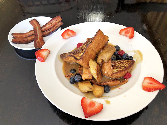 Behold the Banana French Toast in all its glory, a masterpiece of golden perfection that makes other breakfast dishes weep with inadequacy.