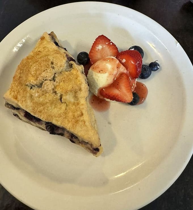 This blueberry scone proves that not all heroes wear capes; some just come dusted with sugar and bursting with fruit.