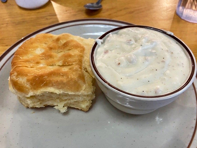 A perfect harmony of golden biscuit and creamy gravy &ndash; this simple plate might just change your definition of breakfast bliss.