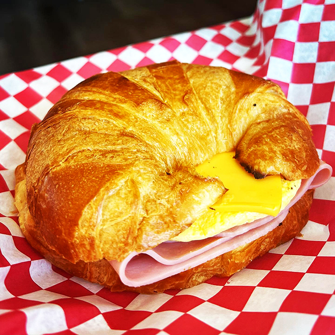 Croissant meets classic breakfast. This sandwich proves that sometimes, the best things in life come between two pieces of buttery, flaky goodness.