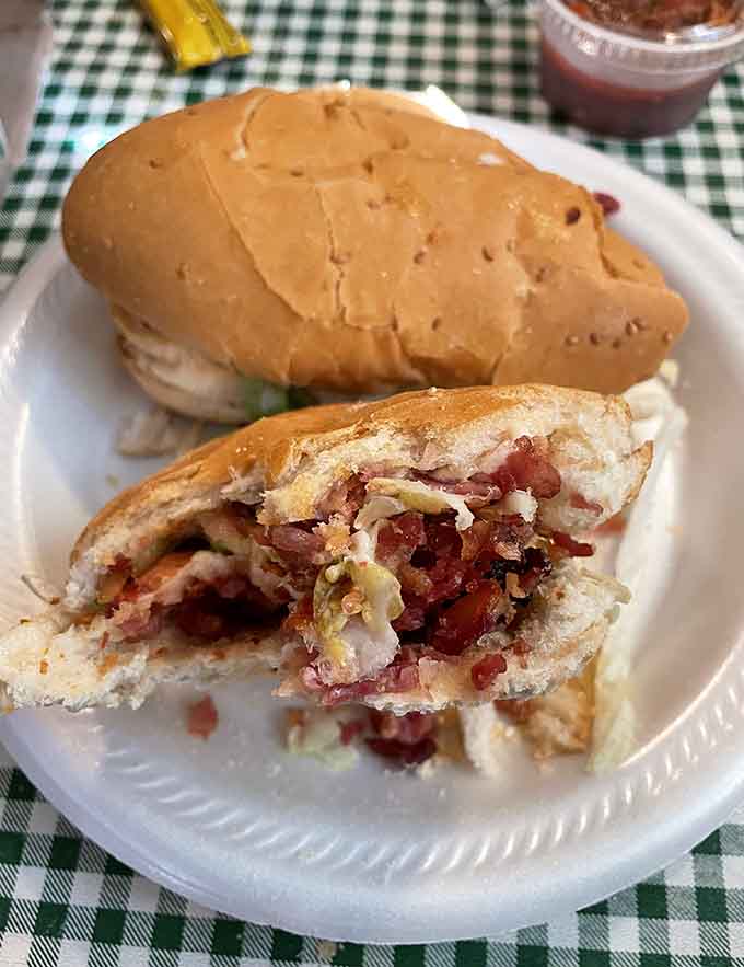 Behold the BLT sub in all its glory, where crispy bacon meets fresh lettuce in a sandwich that understands its life's purpose.