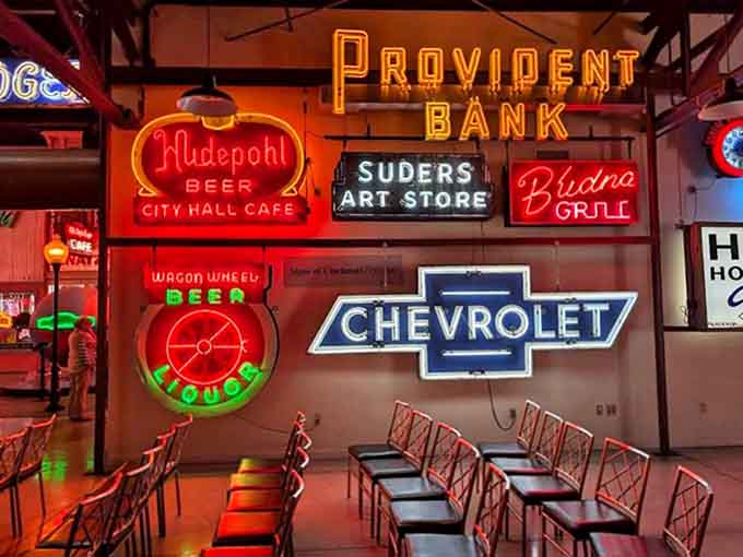 The classic Chevrolet bowtie shines alongside Hudepohl Beer and other Midwestern classics &ndash; automotive and alcohol advertising, a marriage as old as the Model T.