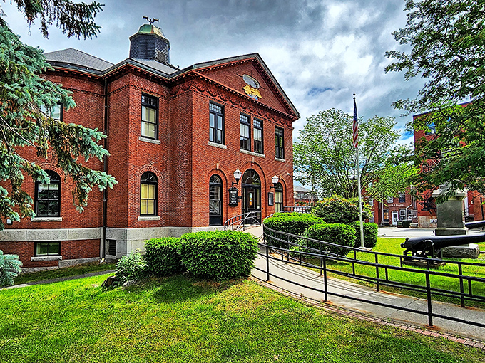 This stately red brick building houses Belfast's City Hall, where small-town governance meets architectural grandeur.