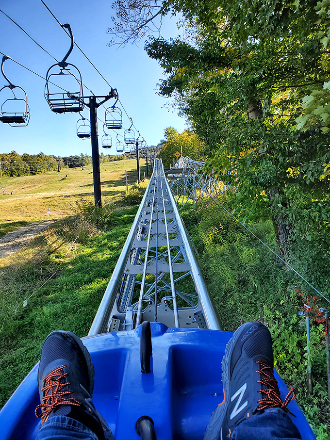 Zooming through Vermont's wilderness with nothing but a brake lever between you and pure mountain-coaster adrenaline.