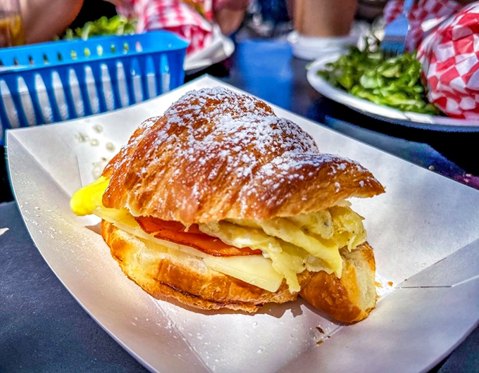 Behold, the breakfast of champions! This croissant sandwich is so good, it might just make you forget about your morning coffee. Almost.