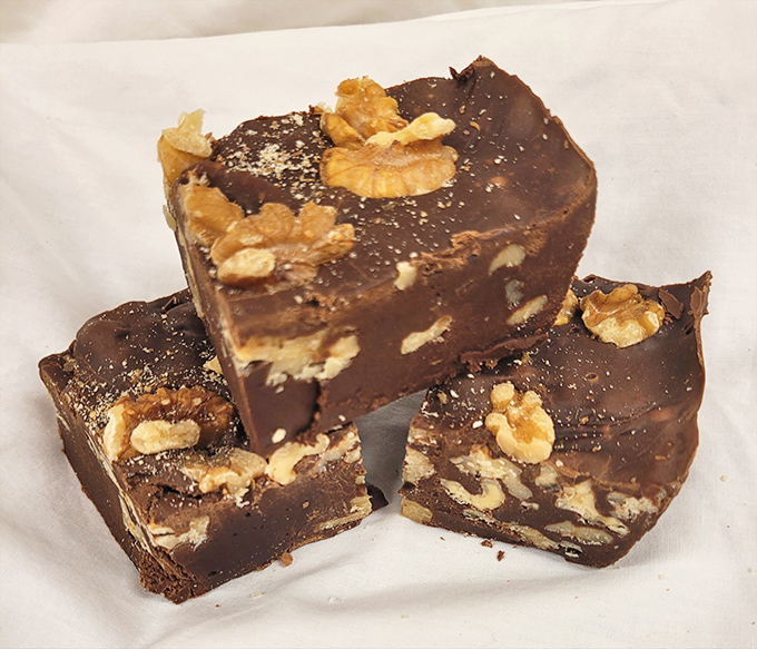 Dark chocolate walnut fudge that's so rich and decadent, it should probably come with its own warning label for chocolate enthusiasts.