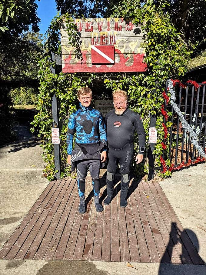 Adventurers suited up and ready to explore one of Florida's most magical underwater caves.