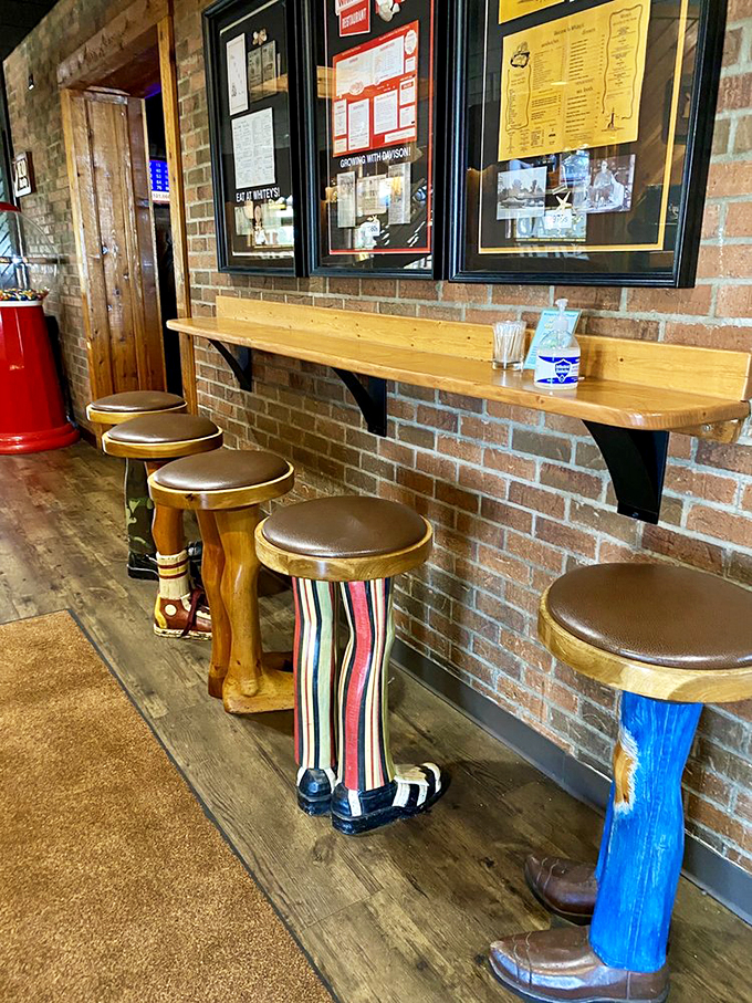 Pull up a chair&mdash;if you can choose! These quirky stools are the opening act to Whitey's main event: food that'll knock your mismatched socks off.