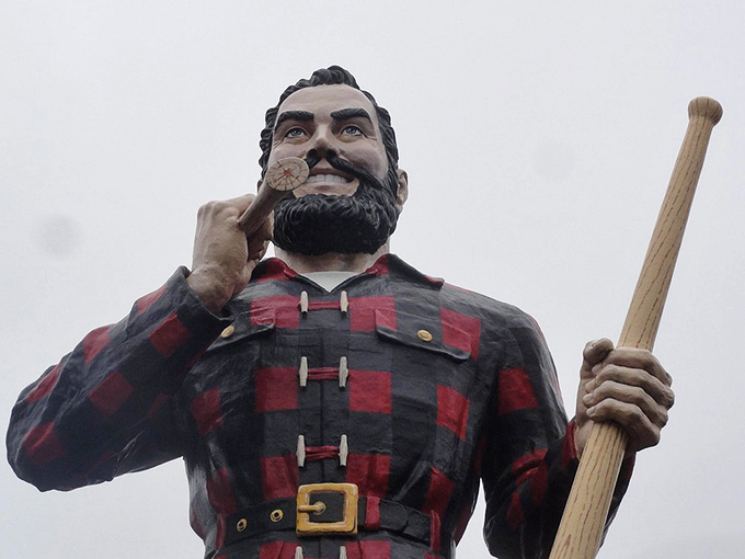 The classic red and black plaid shirt isn't just fashion &ndash; it's tradition. This giant lumberjack has been dressed for work for over six decades.