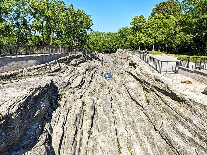 The Glacial Grooves: Mother Nature's 18,000-year-old art project that makes your weekend DIY efforts seem slightly less impressive.