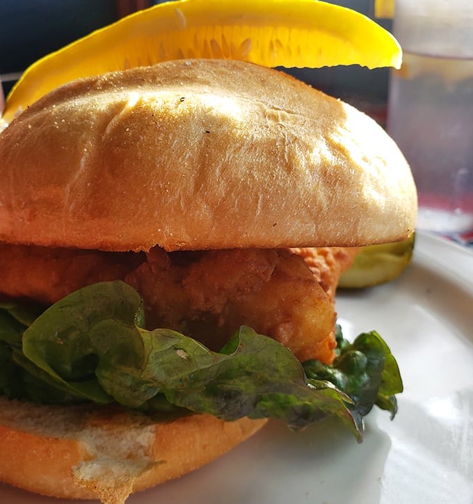 The star of the show: A perfectly golden haddock sandwich on a pretzel roll that makes other fish sandwiches green with envy.