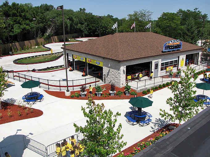 Bird's eye view of go-kart paradise &ndash; where everyday drivers transform into weekend warriors around every perfectly designed curve.