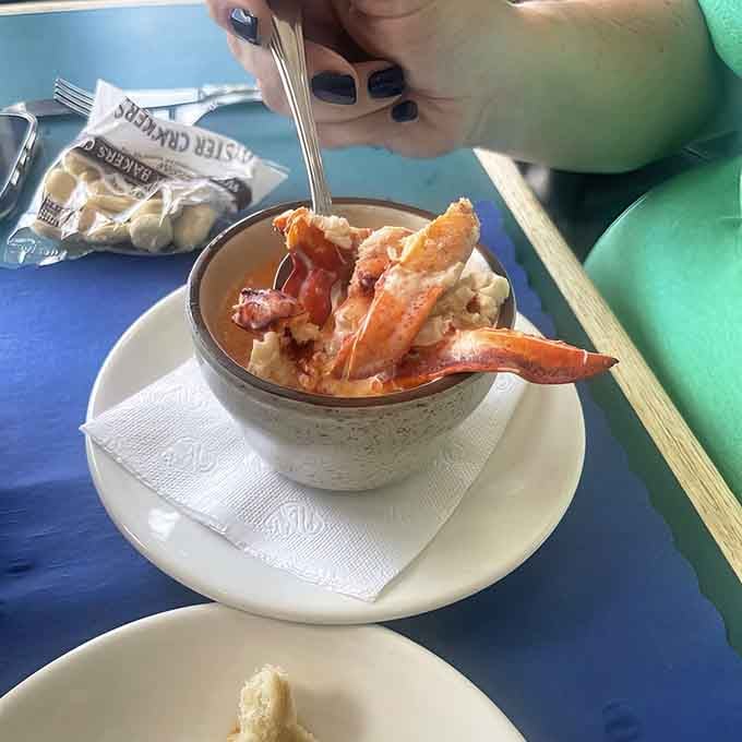 When lobster stew arrives at your table looking this good, it's perfectly acceptable to pause for a moment of silent gratitude before diving in.